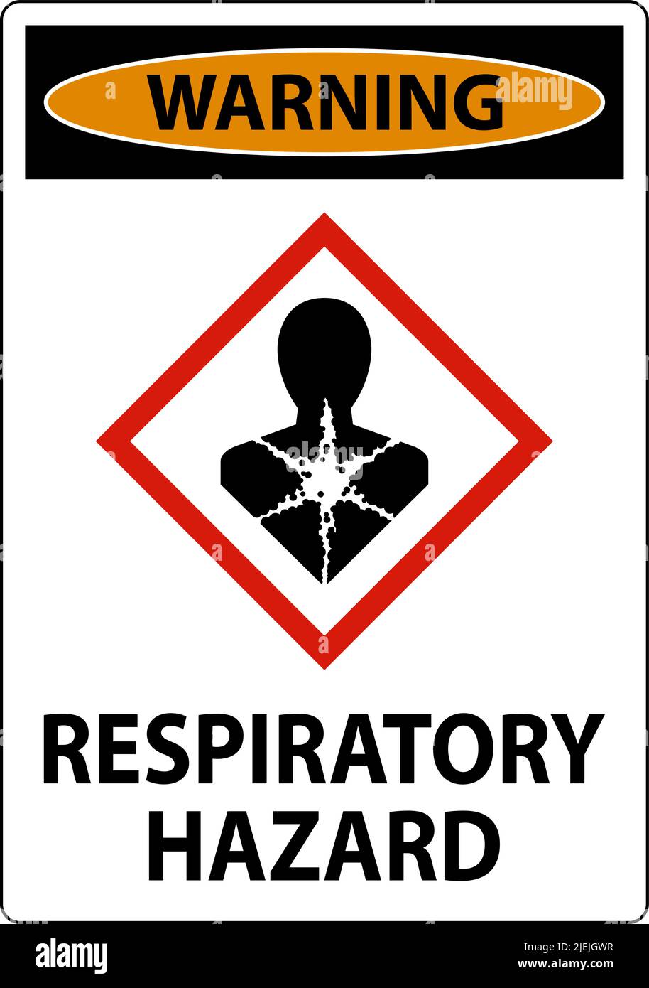 Warning Respiratory Hazard GHS Sign On White Background Stock Vector ...