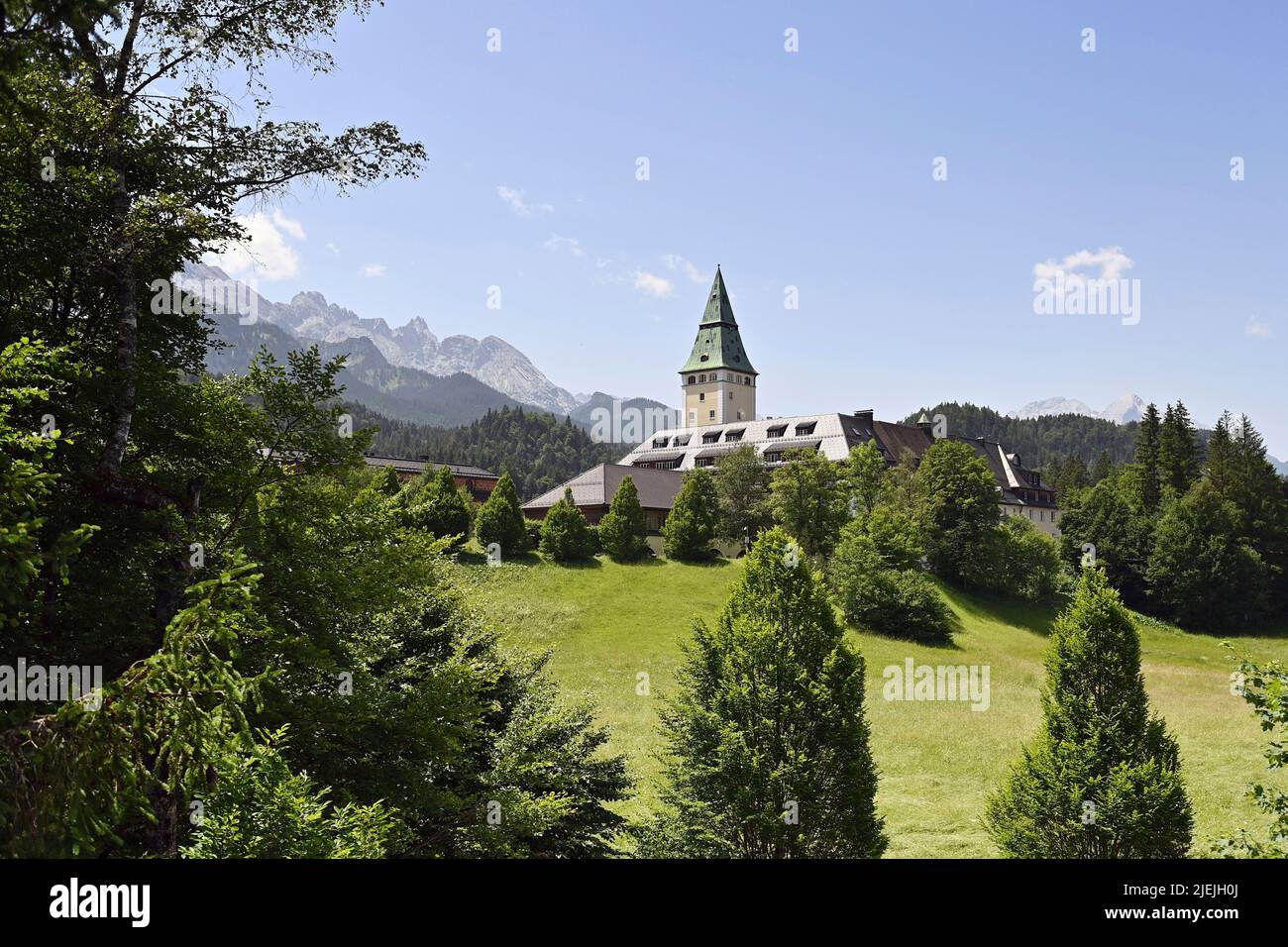 Elmau, Germany. 27th June, 2022. Exterior view of Elmau Castle ...