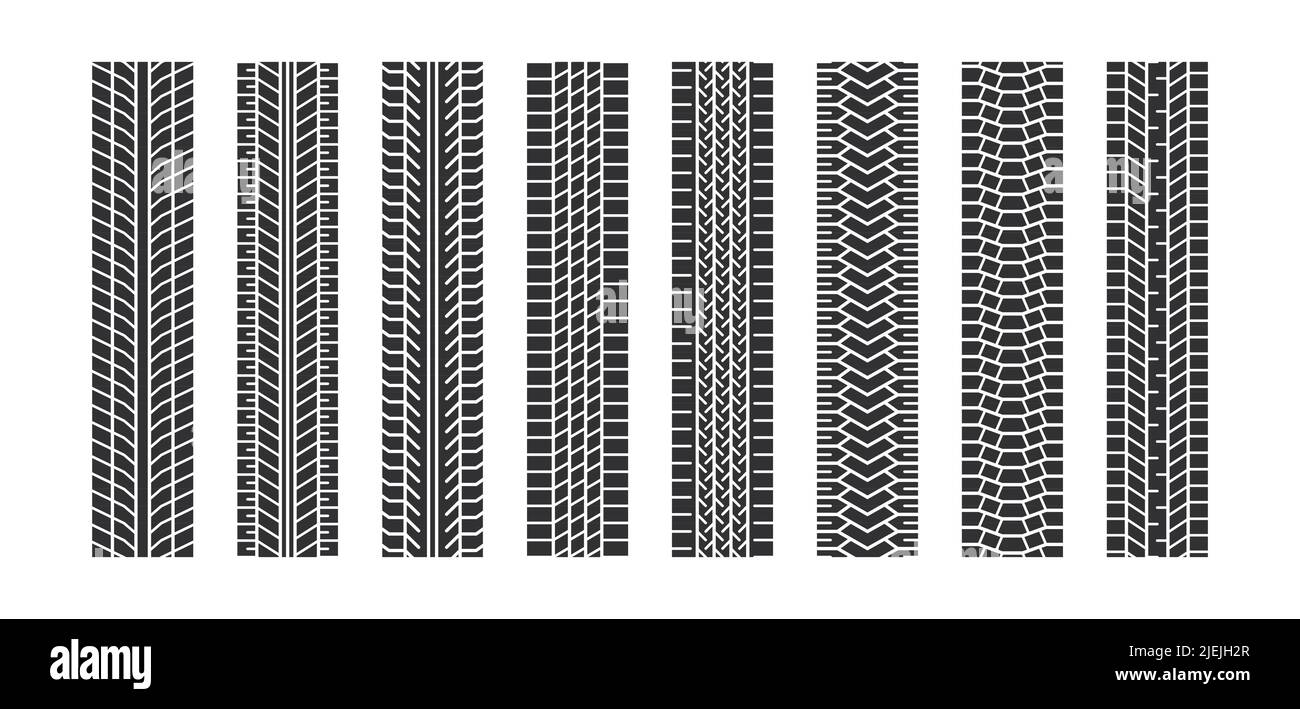 Auto tire tread seamless elements. Car tire patterns, wheel tyre tread ...