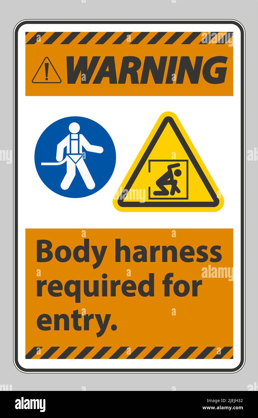 Warning Sign Body Harness Required For Entry Stock Vector Image & Art ...