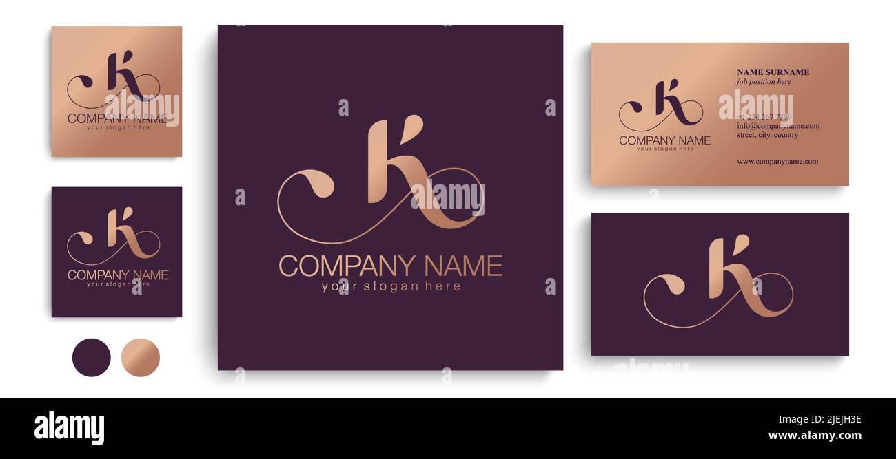 K letter monogram. Elegant luxury K logo. Calligraphic style. Corporate ...