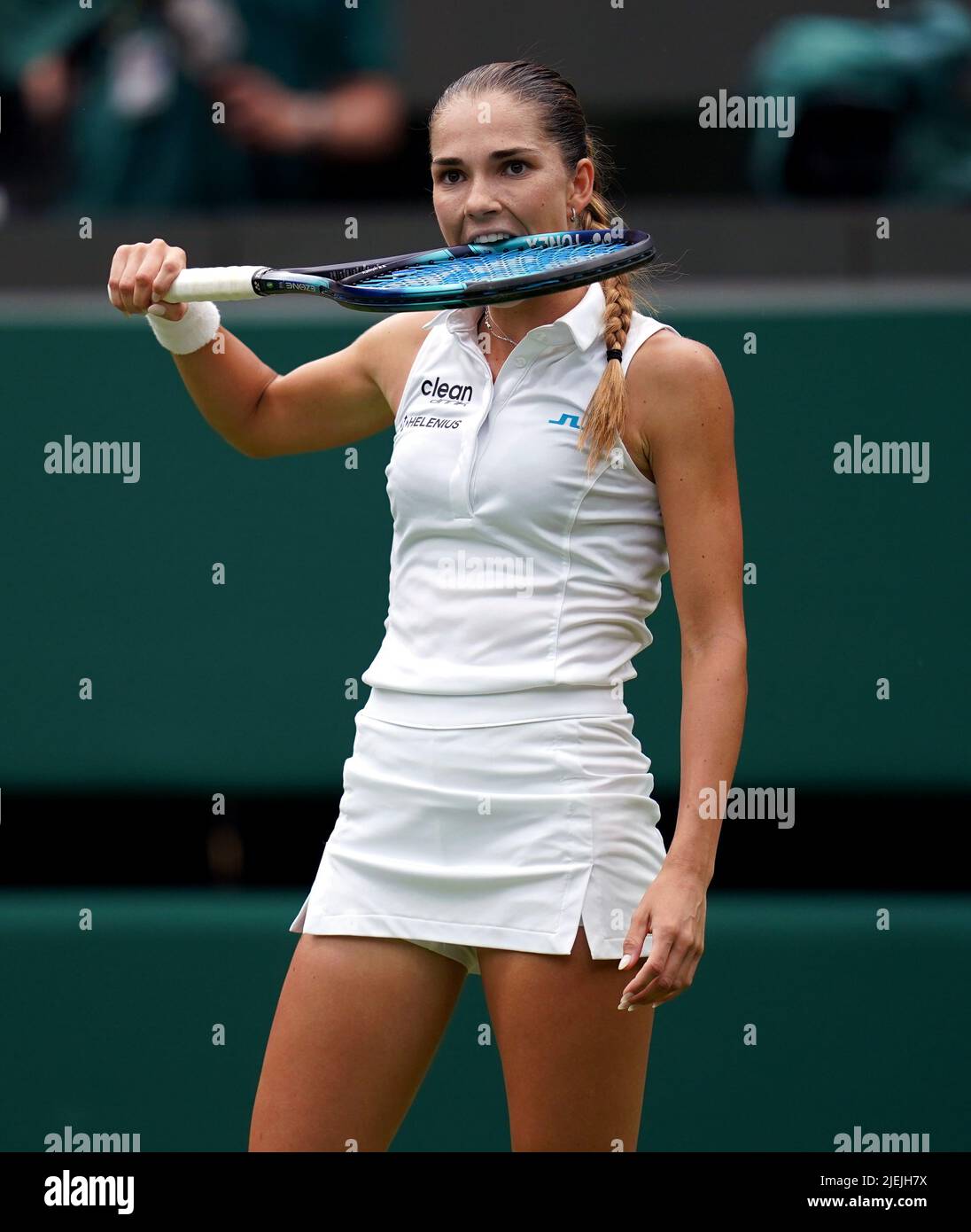 Mirjam Bjorklund during her match against Ons Jabeur on day one of the ...