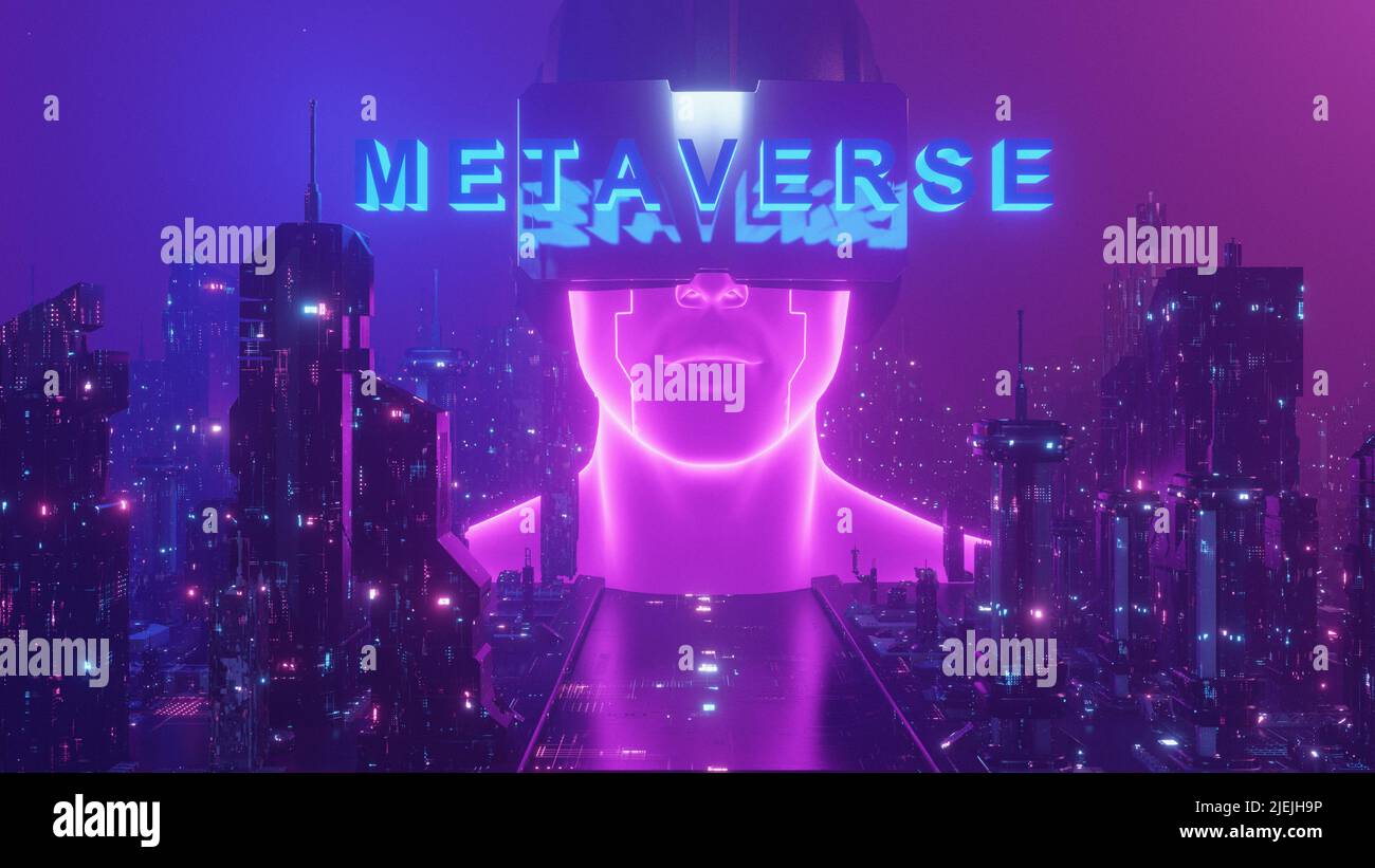 Concept Of Future Digital Technology Panorama Night City Banner ...