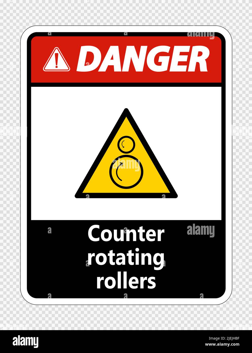 Danger counter rotating rollers sign on transparent background,vector ...