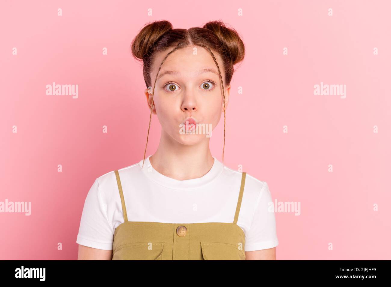 Portrait Of Attractive Funky Pre Teen Girl Sending You Air Kiss Amour