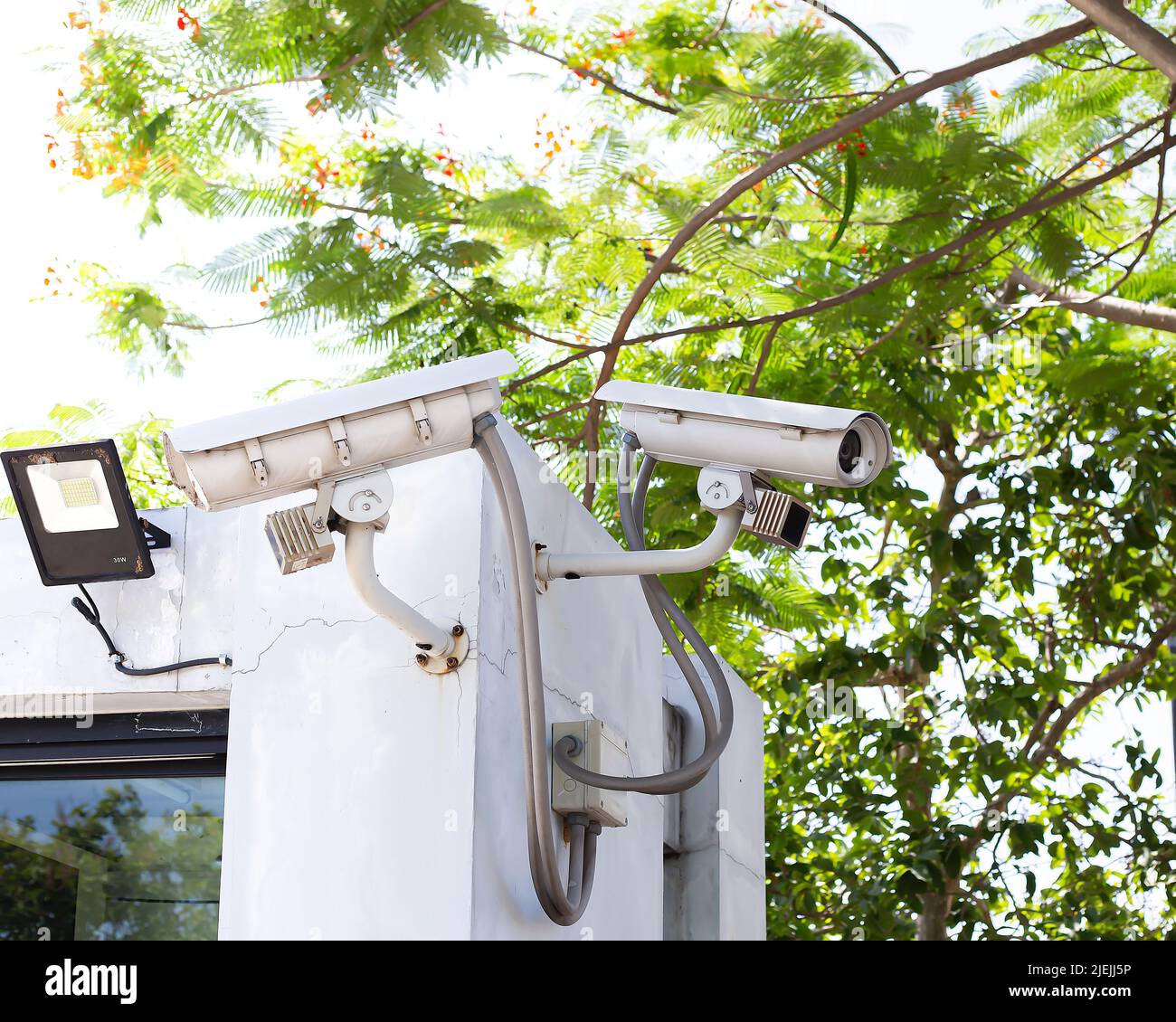 CCTV cameras installed outside the building safety protection concept ...
