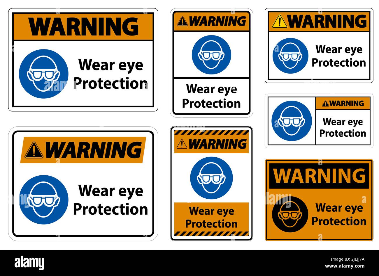Warning Wear eye protection on white background Stock Vector Image ...