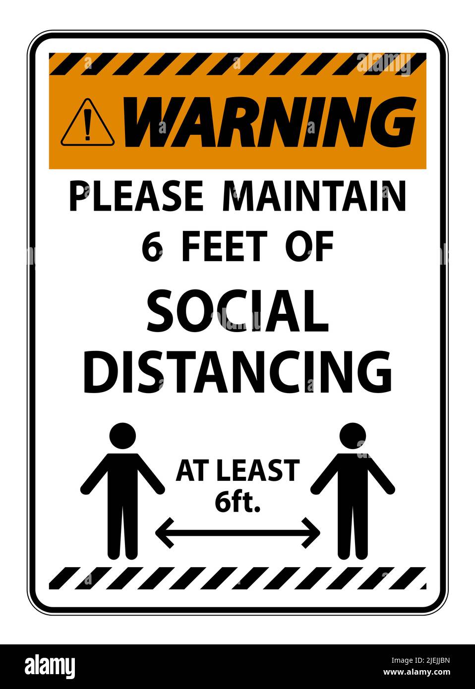 Warning For Your Safety Maintain Social Distancing Sign on white ...