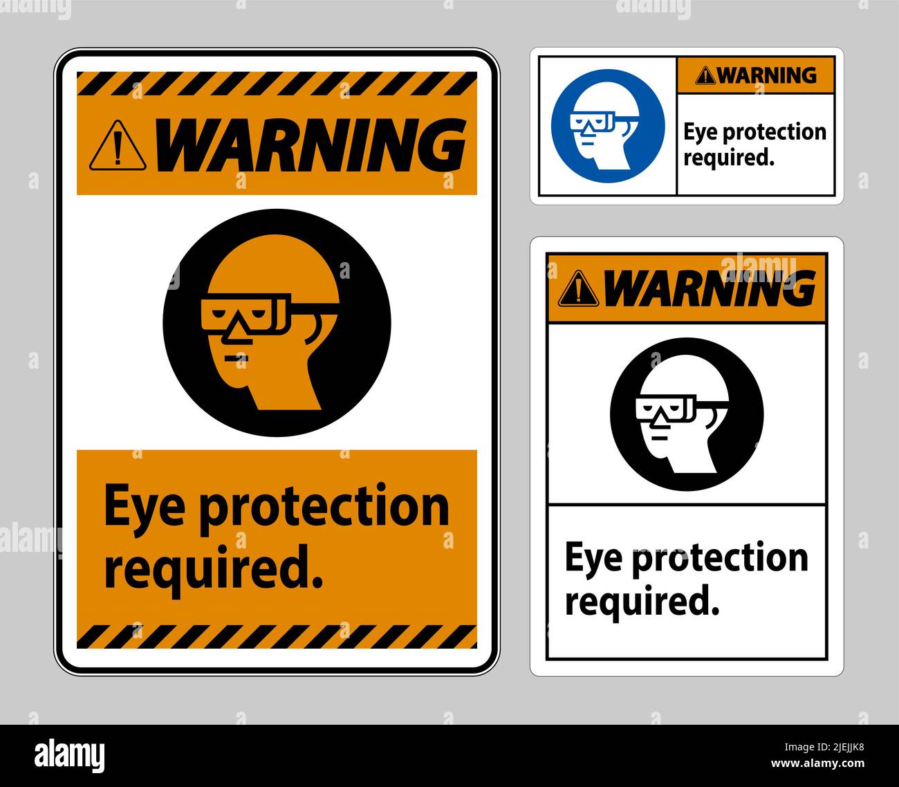 Warning Sign Eye Protection Required on white background Stock Vector ...