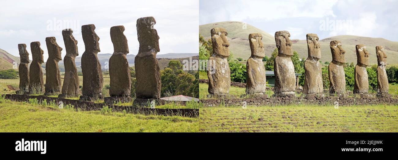 Ahu Akivi, Easter island, Chile. Ahu Akivi is a sacred place with seven ...