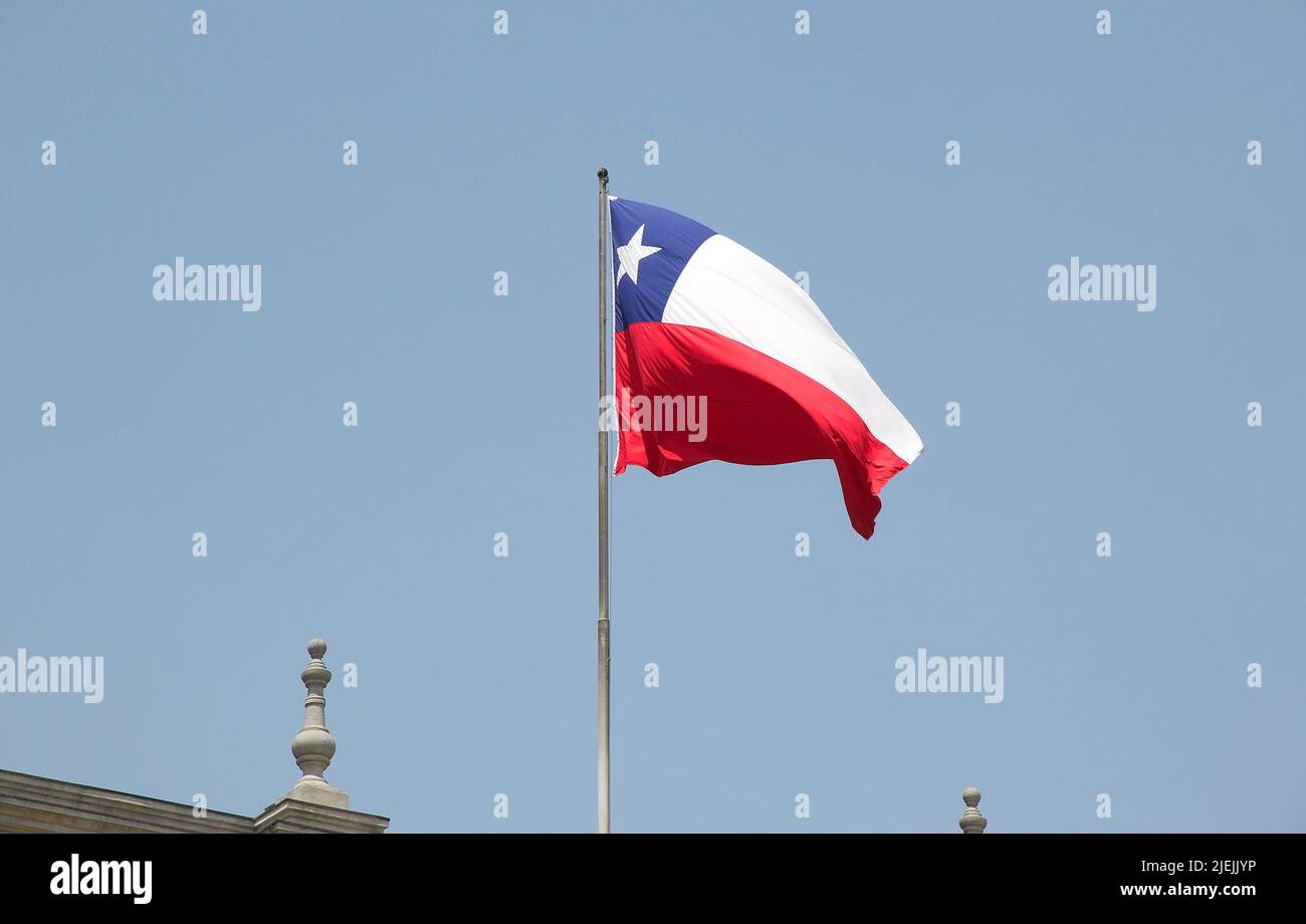 Flags of Chile on the La Moneda Palace, Santiago de Chile, Chile Stock ...