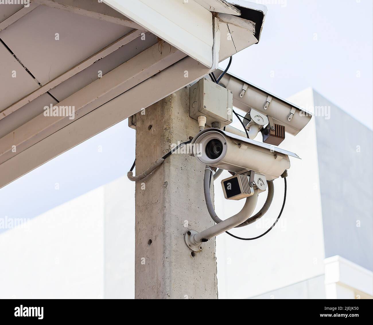 CCTV cameras installed outside the building safety protection concept ...
