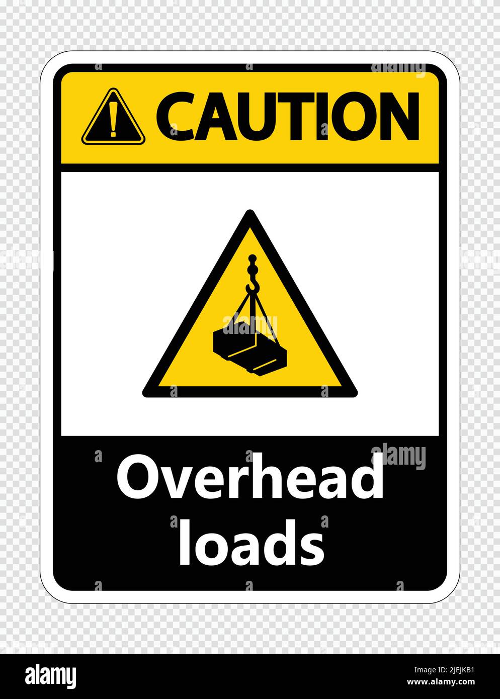 Caution overhead loads Sign on transparent background,vector ...