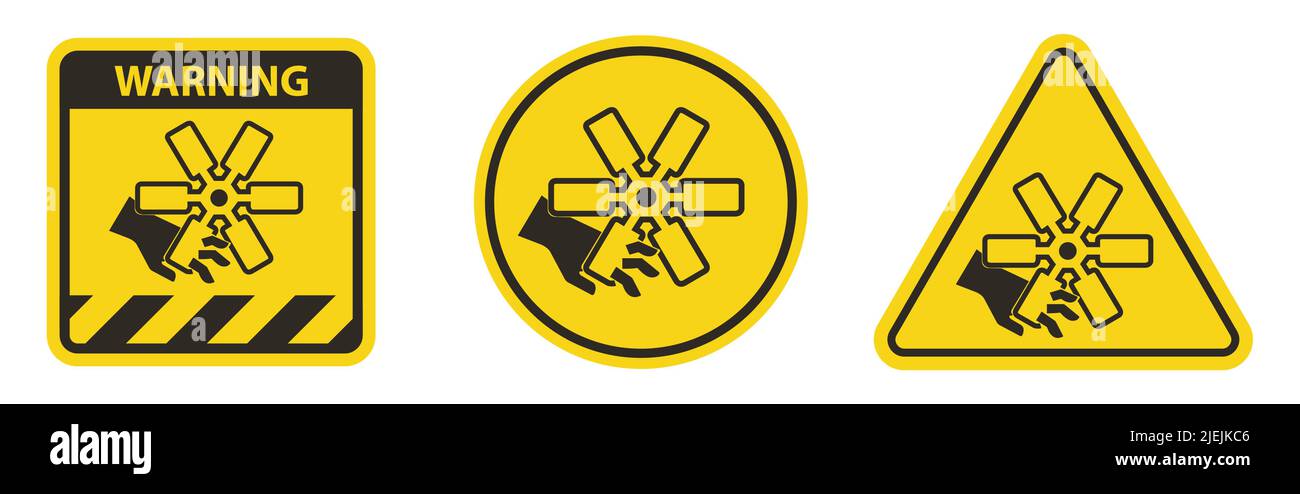 Caution Cutting of Fingers Or Hand Engine Fan Symbol Sign on White ...