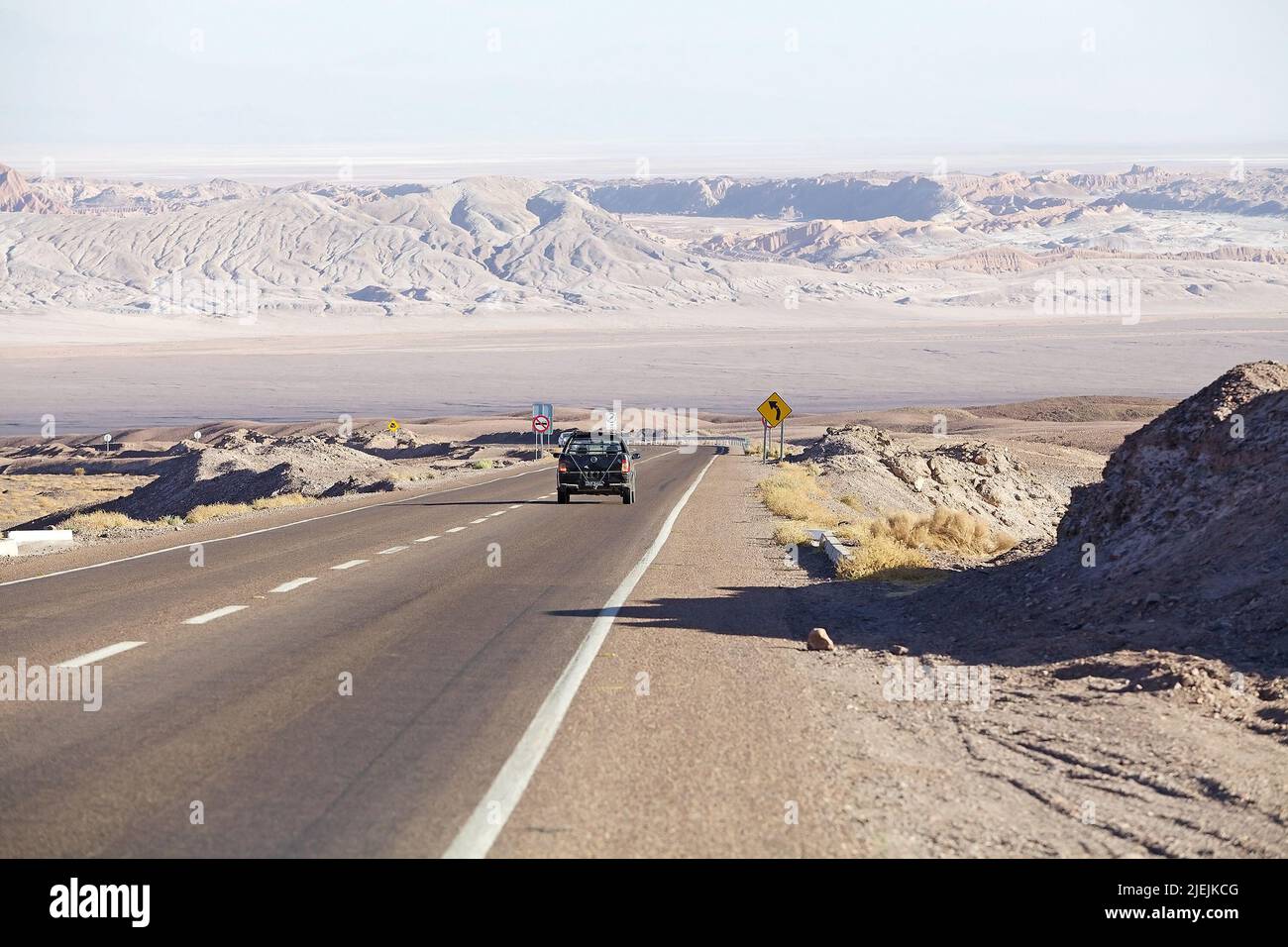 The road trought the Atacama desert, Chile. Atacama desert is a plateau ...