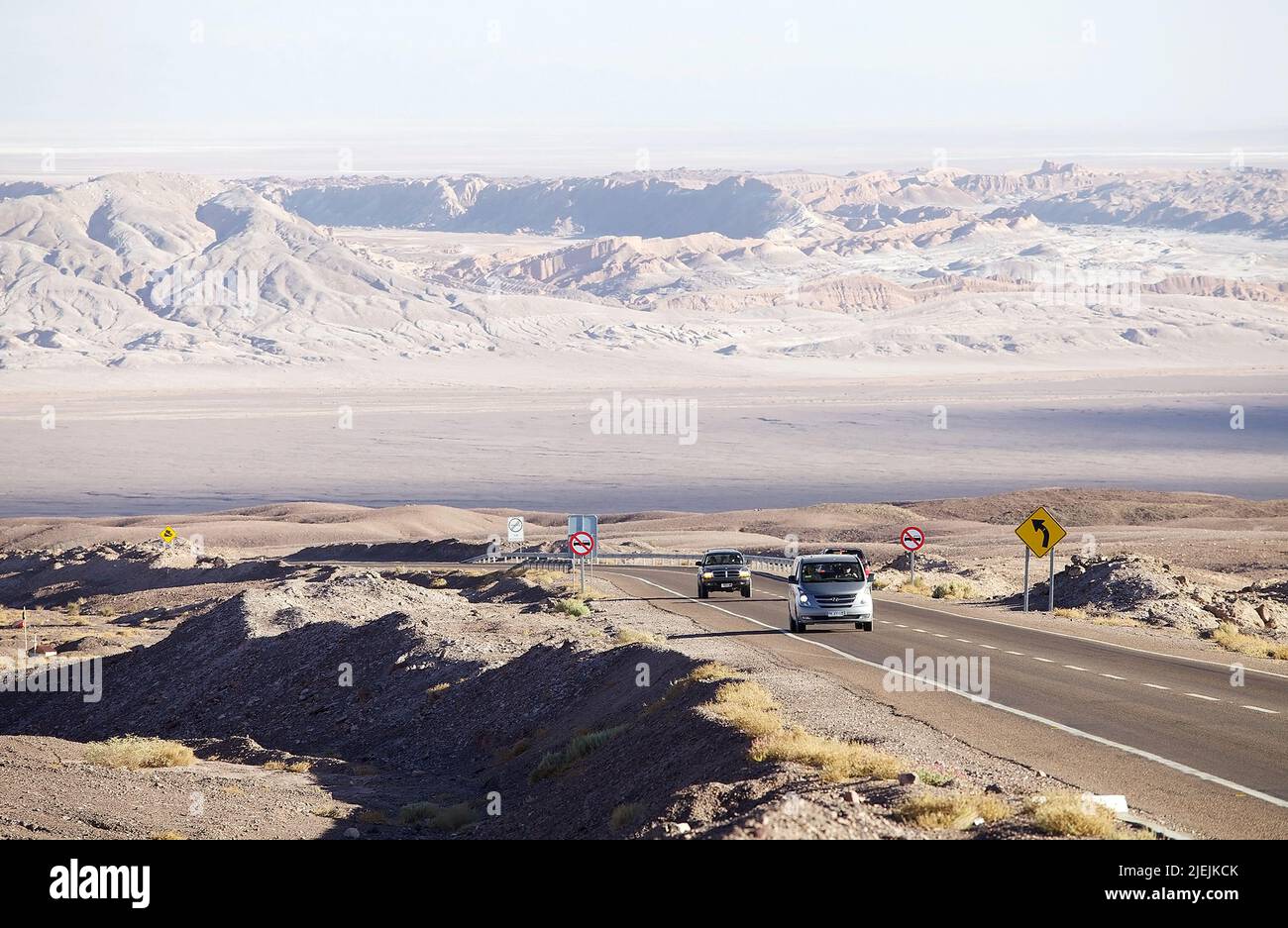 The road trought the Atacama desert, Chile. Atacama desert is a plateau ...