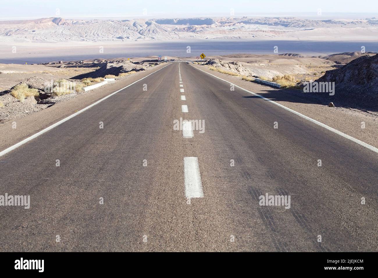 The road trought the Atacama desert, Chile. Atacama desert is a plateau ...