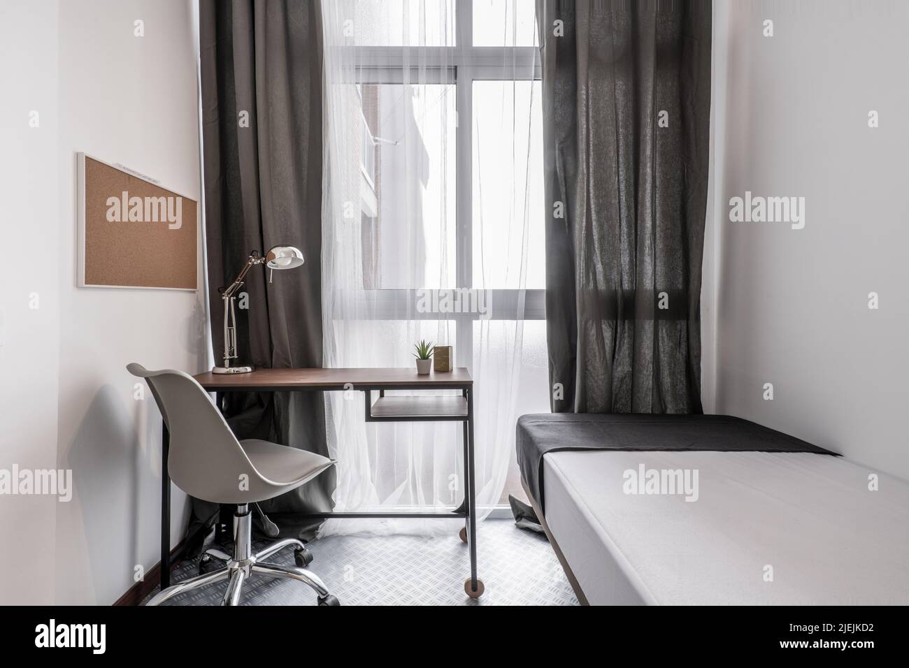 Industrial style study table with resin and chromed metal swivel chair ...