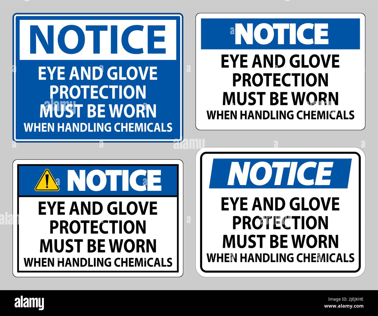 Notice sign Eye and Glove Protection Must Be Worn When Handling Chemicals Stock Vector Image ...