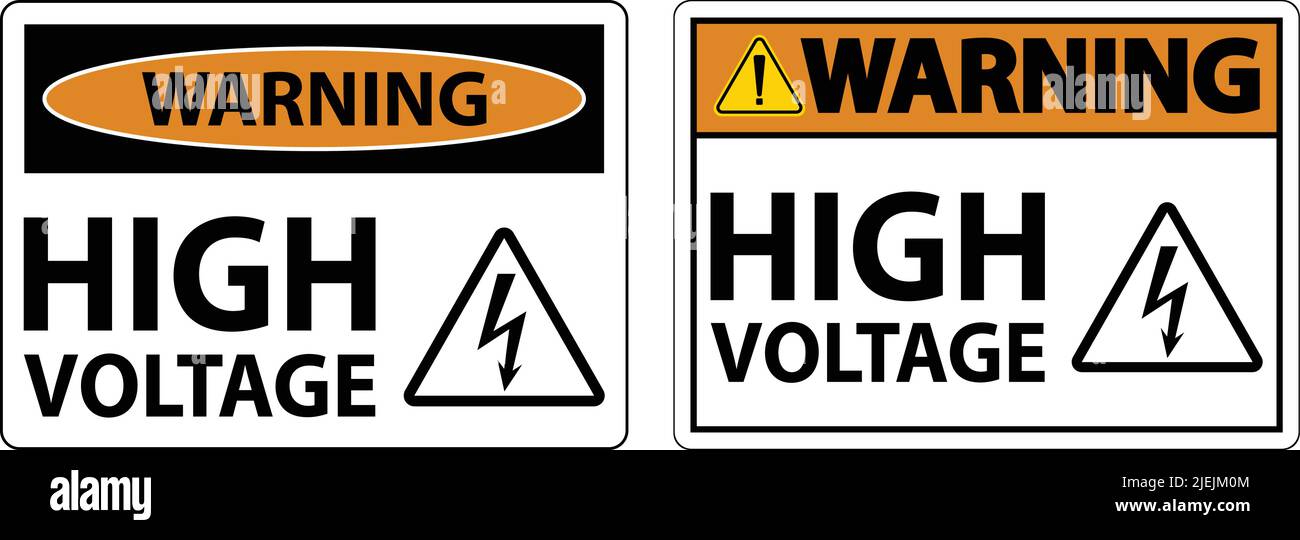 Warning High Voltage Sign On White Background Stock Vector Image & Art ...