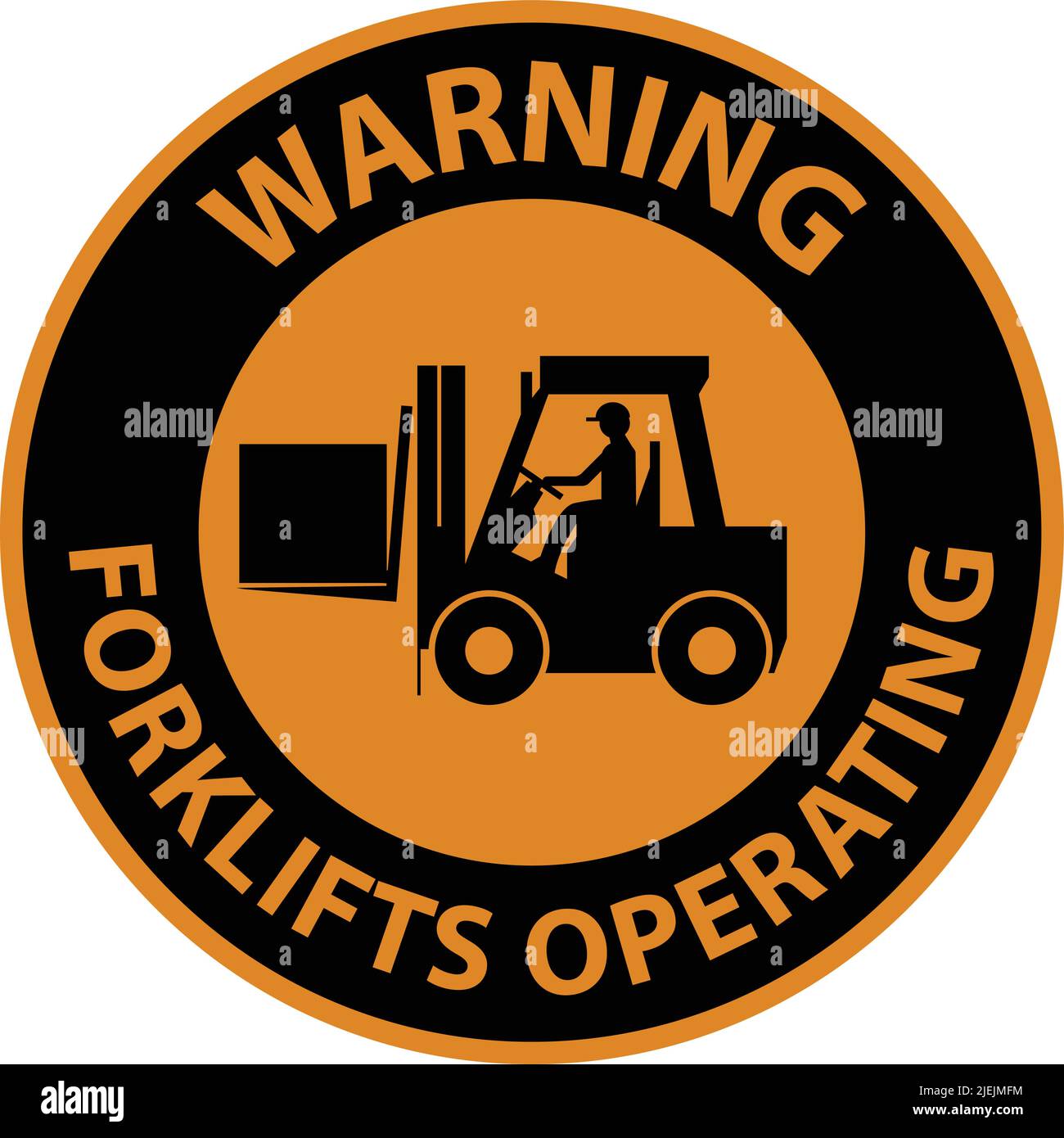 Warning 2-Way Forklifts Operating Sign On White Background Stock Vector ...