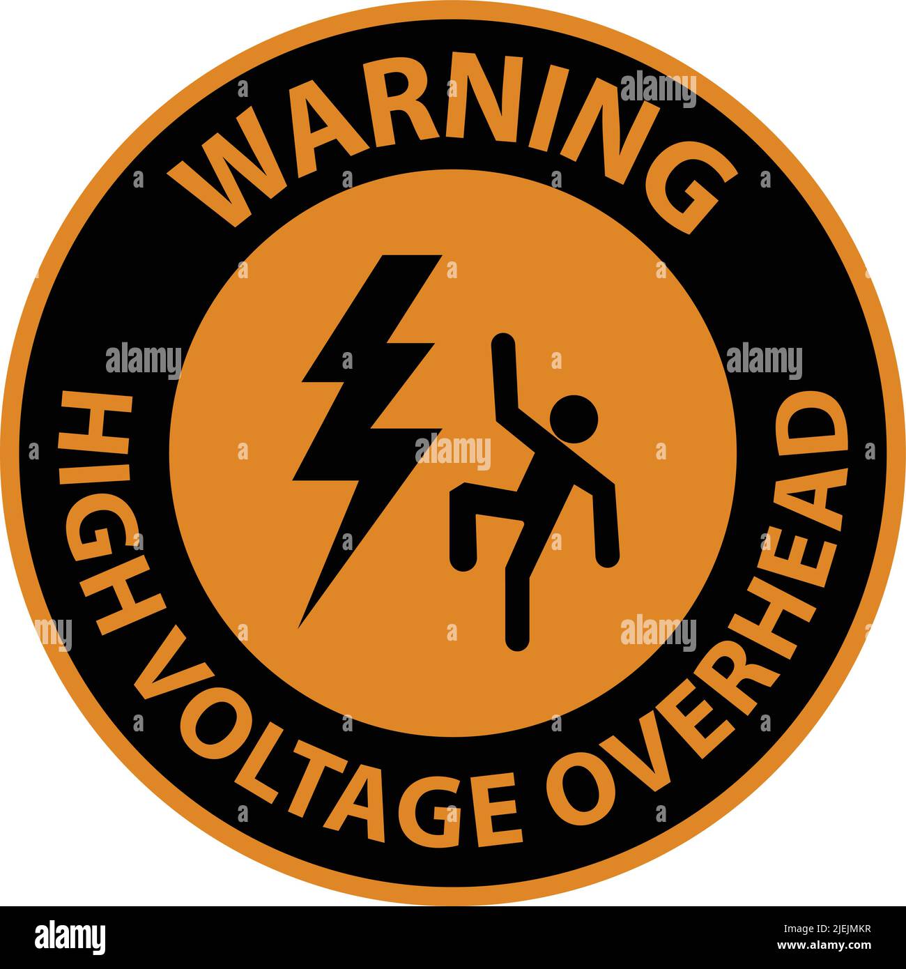Warning High Voltage Overhead Sign On White Background Stock Vector ...