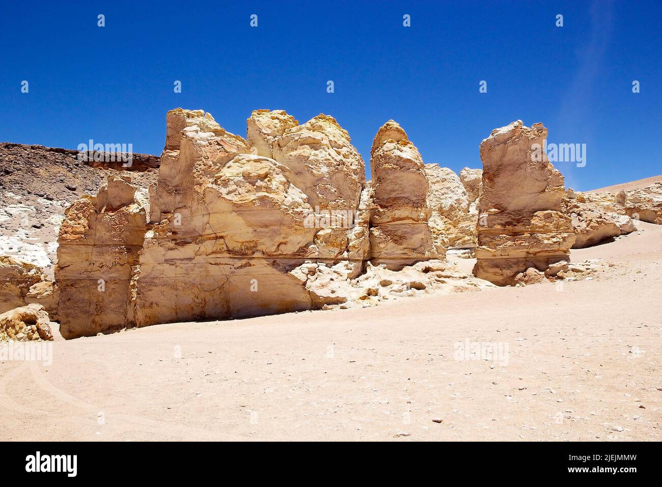 Geological monoliths close to Salar the Tara in the Los Flamencos ...