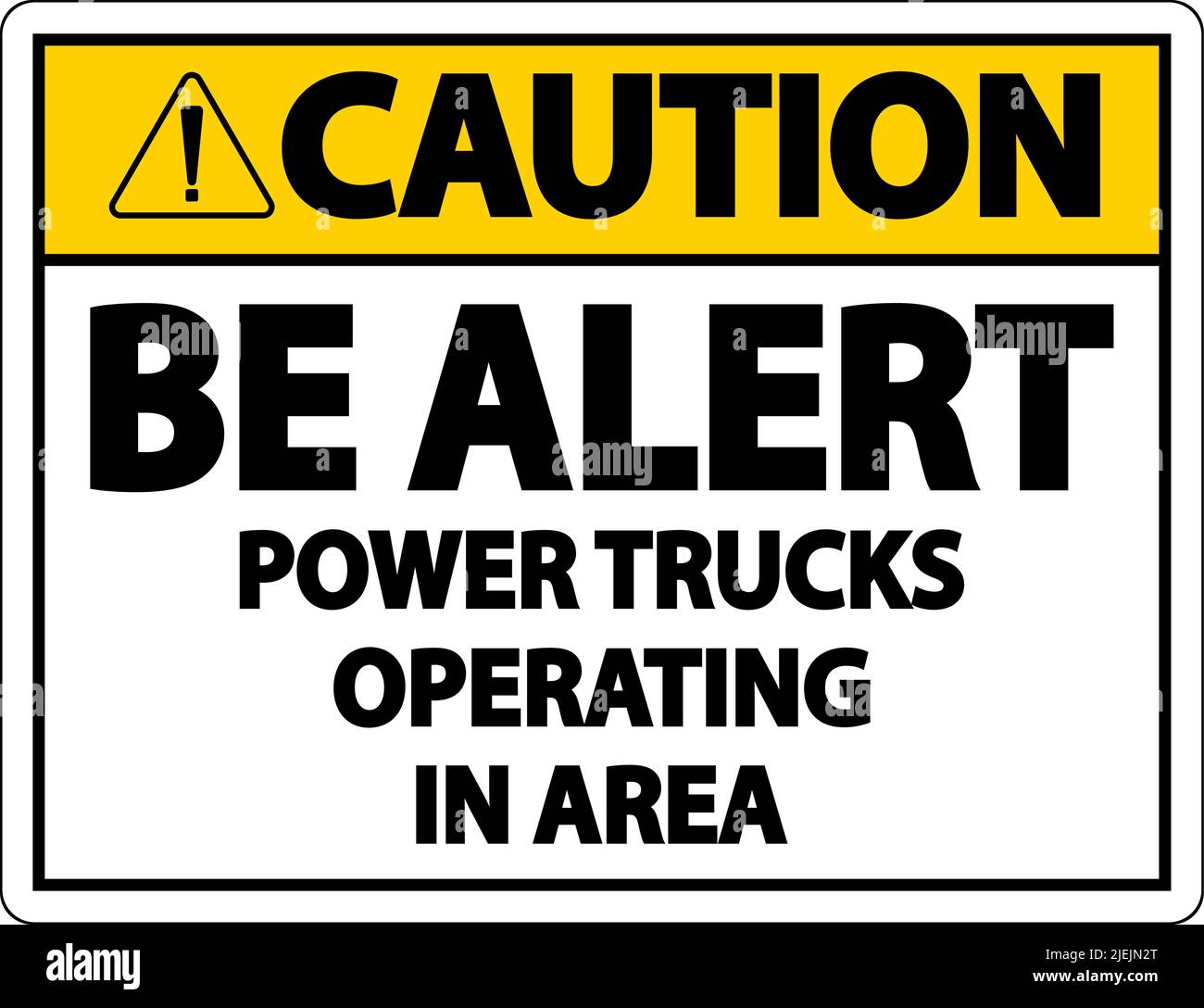 Caution Power Trucks Operating Sign On White Background Stock Vector ...