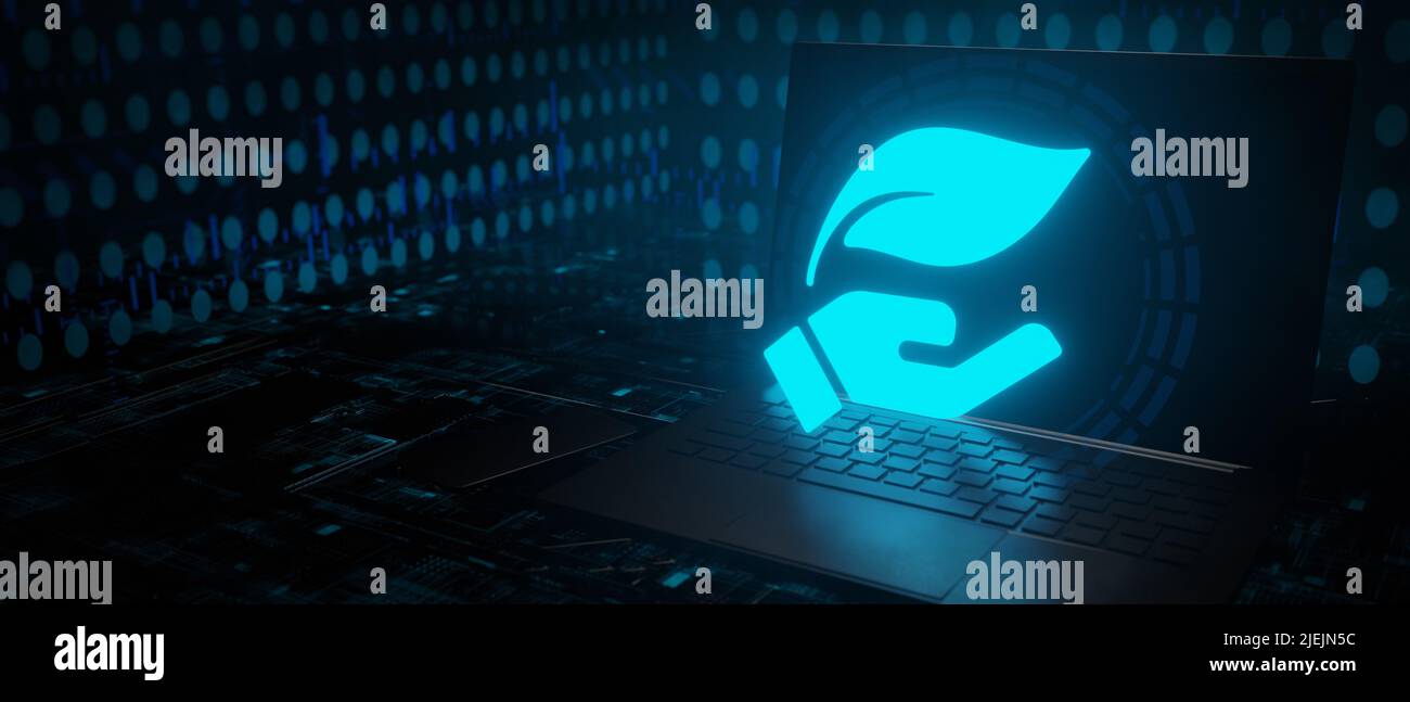 Leaf technology advanced ecology concept 3d illustration Stock Photo ...