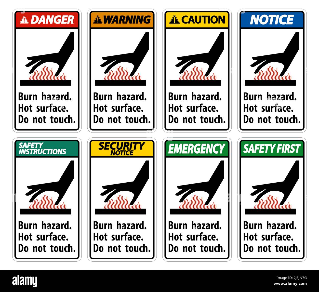 Burn hazard,Hot surface,Do not touch Symbol Sign Isolate on White ...