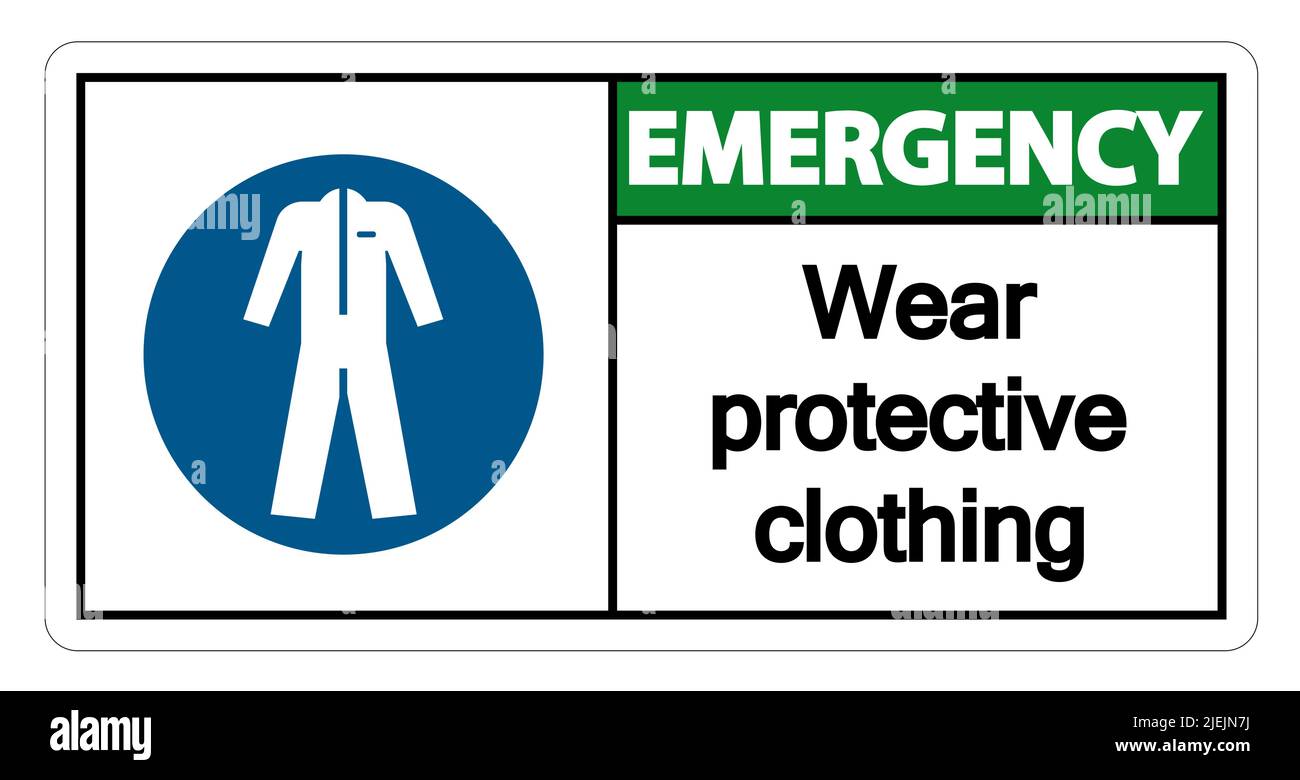 Emergency Wear protective clothing sign on white background,vector ...