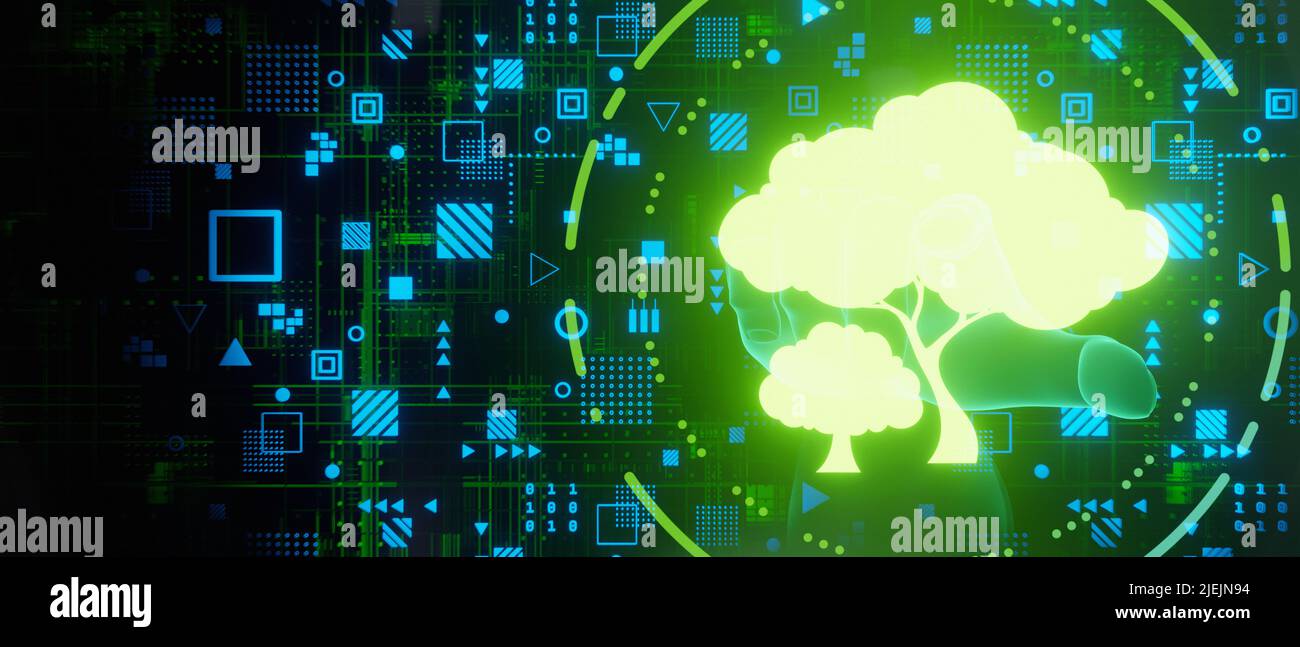 Eco Trees and Technology Responsibility Abstract Concept Glowing ...