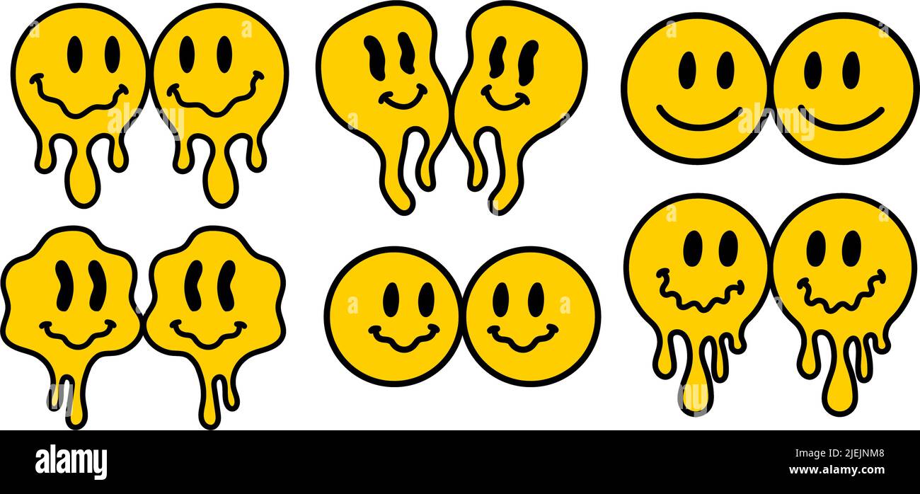 Melting smile vintage illustration. Retro psychedelic melt smile face ...