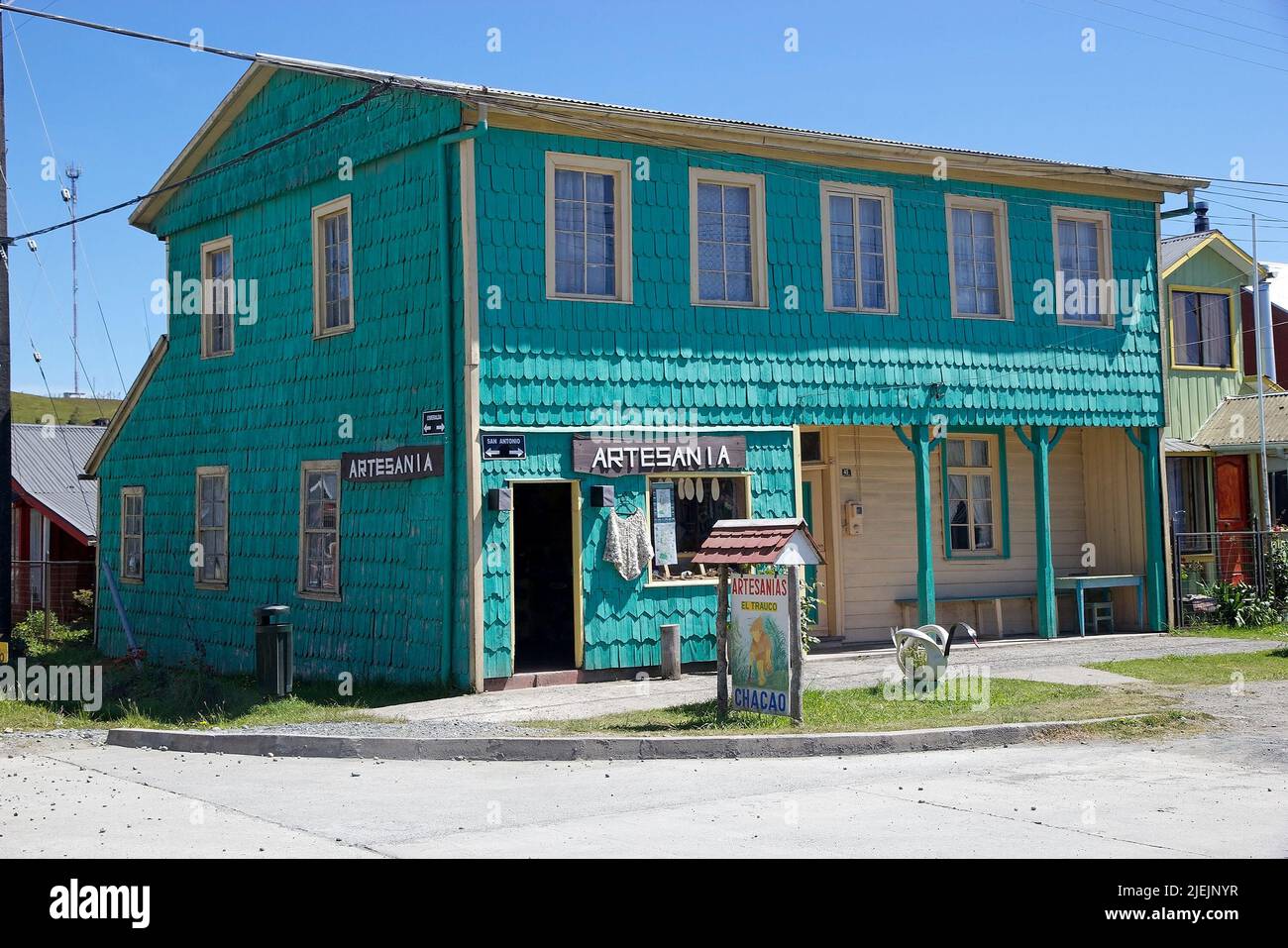Traditional wodden house in Chiloe island, Chile. It is one of the ...