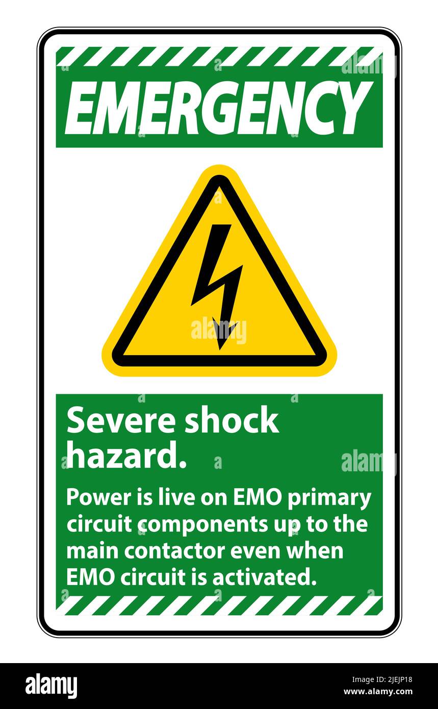 Emergency Severe shock hazard sign on white background Stock Vector ...