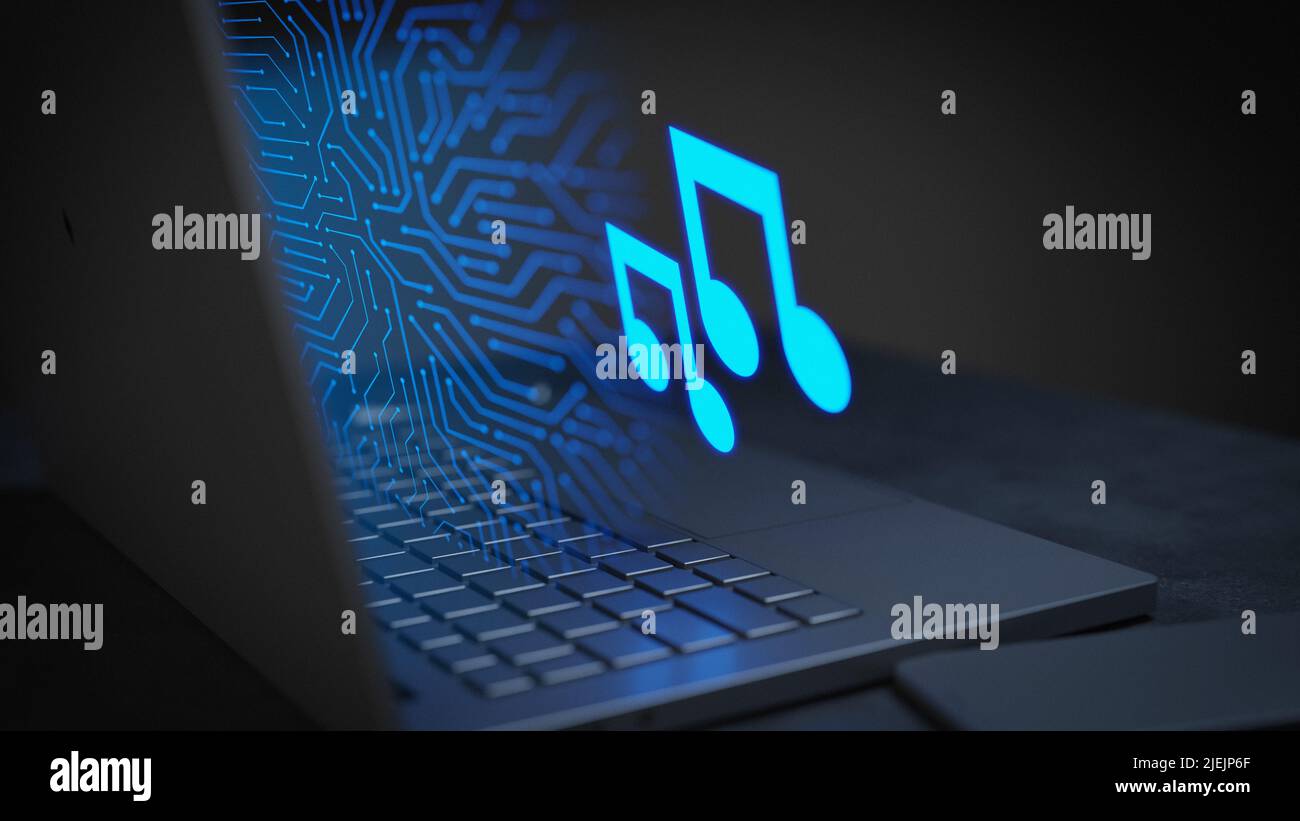Online music data sharing 3D Render Background Stock Photo - Alamy