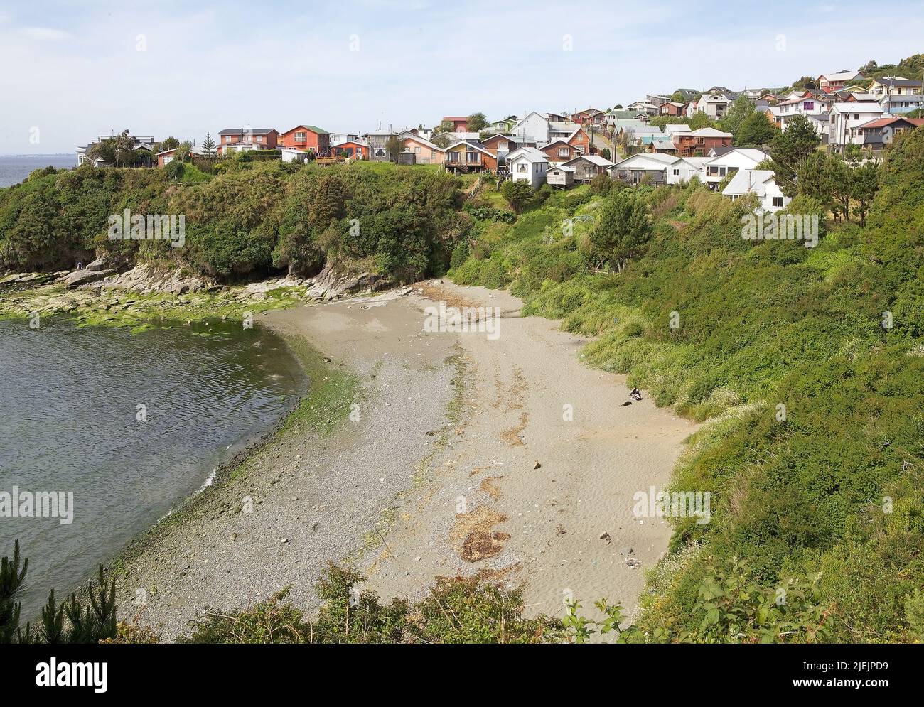 View of the city of Ancud and beach at the Chiloe Island, Chile. Ancud ...