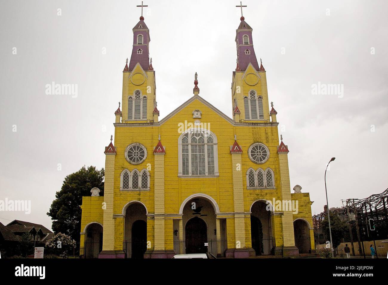 Wooden Church of San Francisco in Plaza de Armas at Castro, Chiloe ...