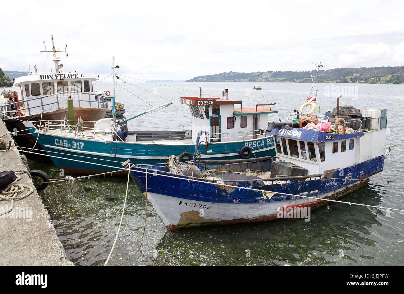 Traditional fishing boats at Dalcahue Chiloe Island, Chile Stock Photo - Alamy