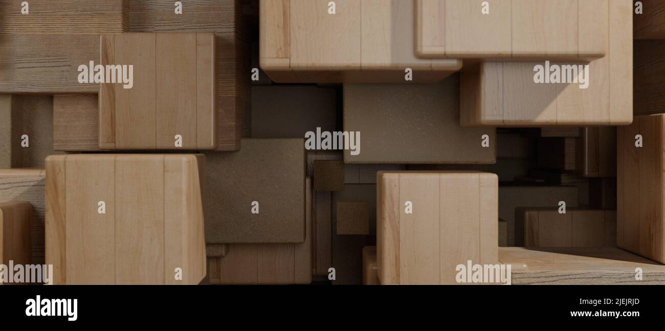 abstract wooden square box 3D background Stock Photo - Alamy