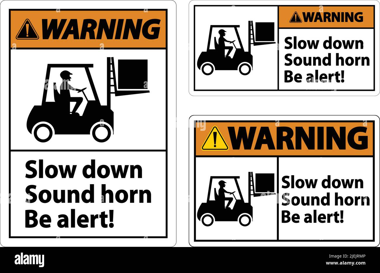 Warning 2-Way Slow Down Sound Horn Sign On White Background Stock ...