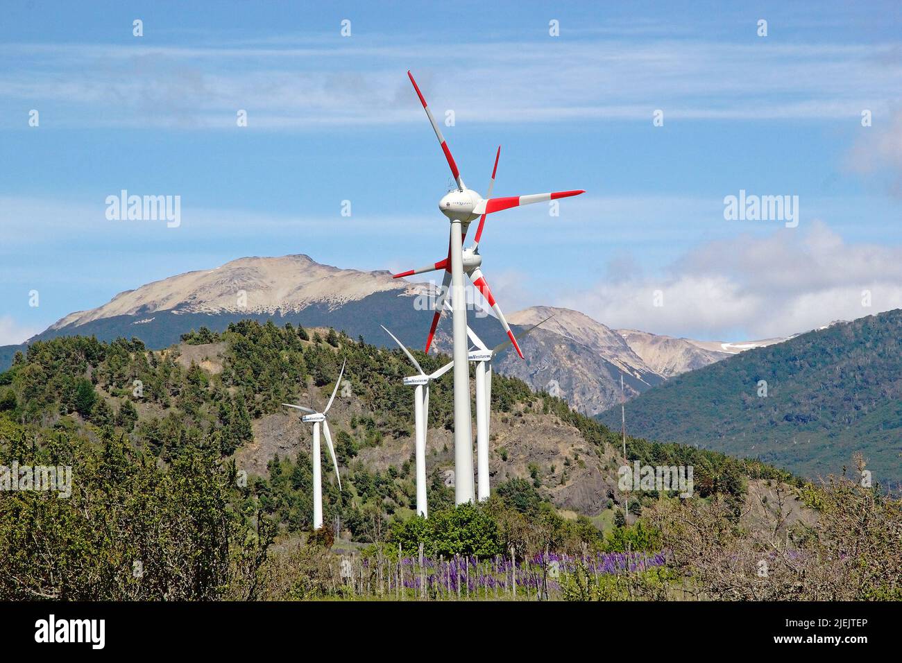 Wind farm among the mountains near Coyhaique, Chile Stock Photo - Alamy