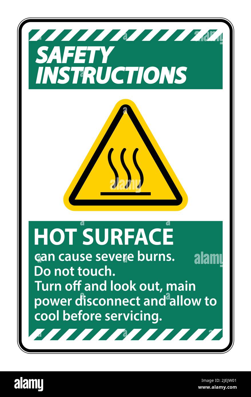 Safety Instructions Hot surface sign on white background Stock Vector ...