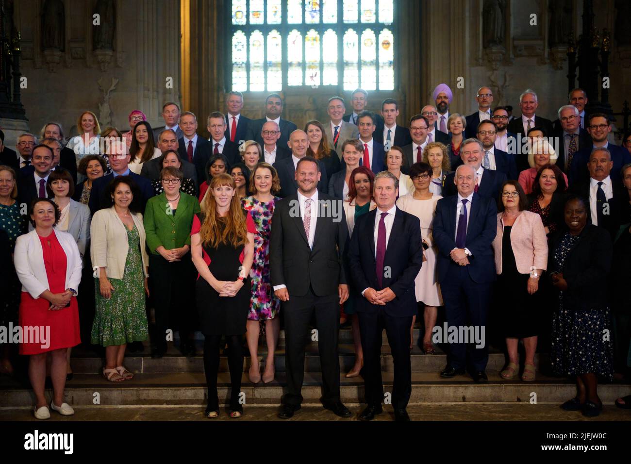 Newly elected MP for Wakefield, Simon Lightwood (centre), is welcomed ...