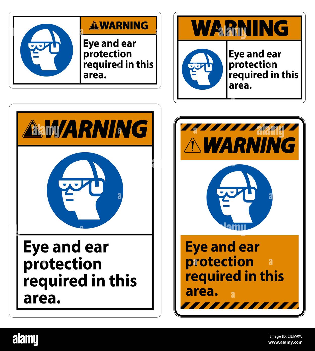 Warning Sign Eye And Ear Protection Required In This Area Stock Vector ...