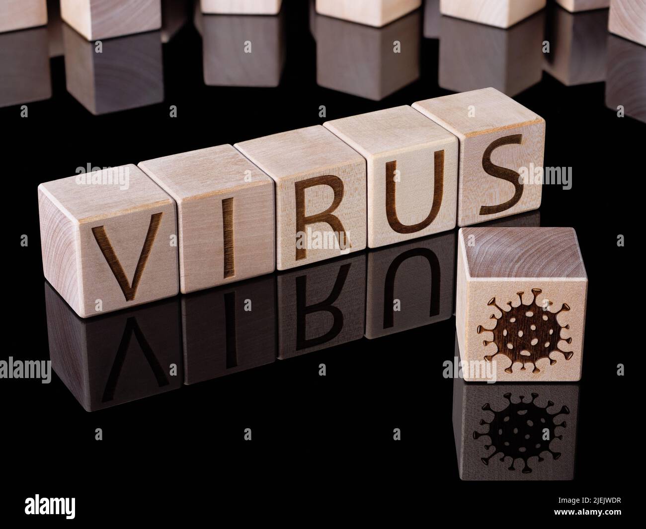 VIRUS text on wooden blocks as a pandemic or covid-19 endemic concept ...