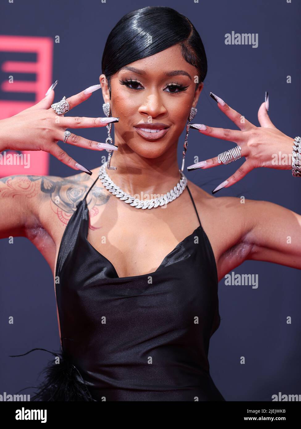 LOS ANGELES, CALIFORNIA, USA - JUNE 26: Lakeyah arrives at the BET ...