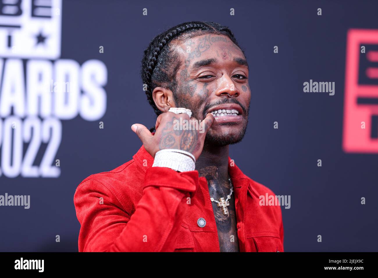 LOS ANGELES, CALIFORNIA, USA - JUNE 26: Lil Uzi Vert arrives at the BET ...