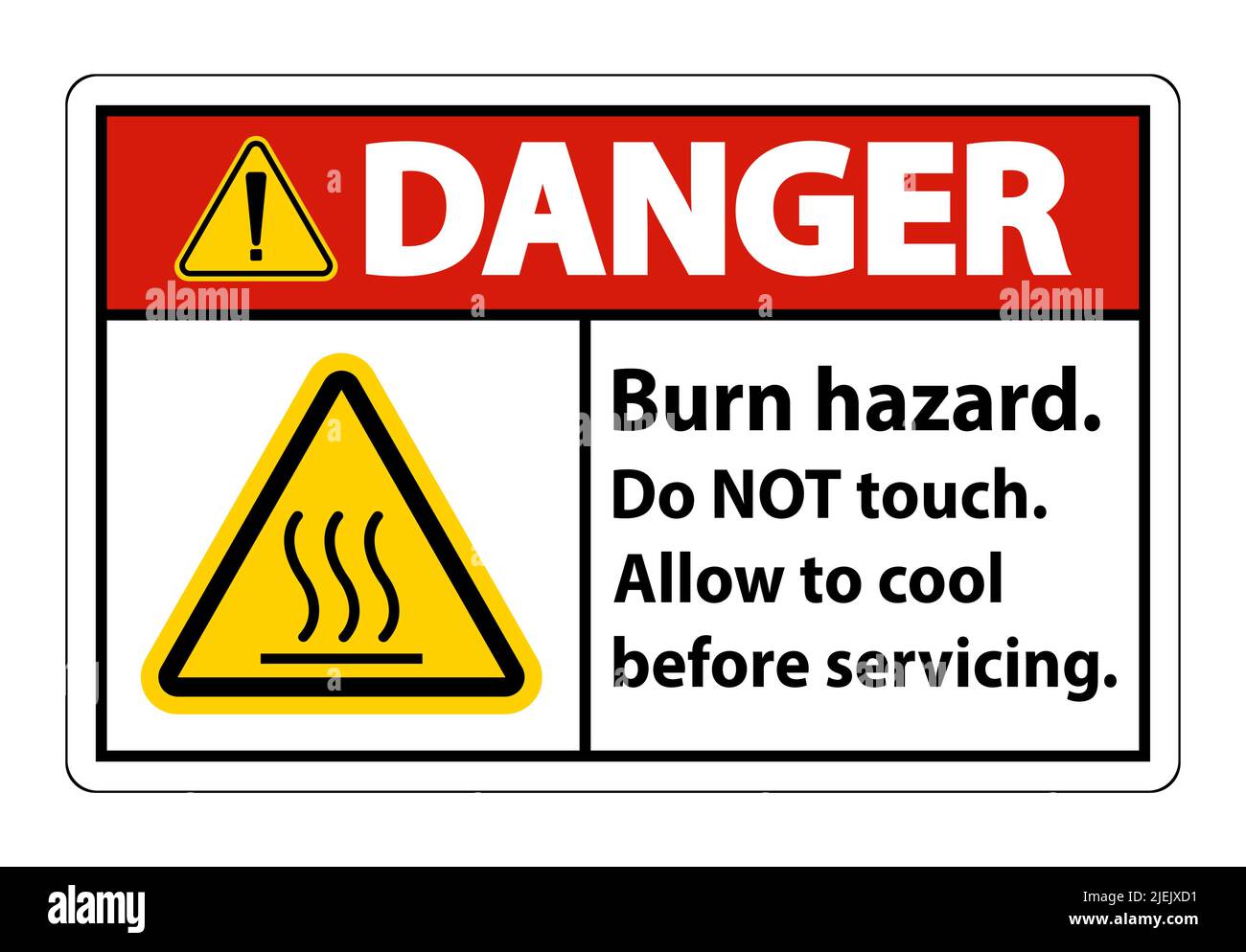 Danger Burn hazard safety,Do not touch label Sign on white background ...