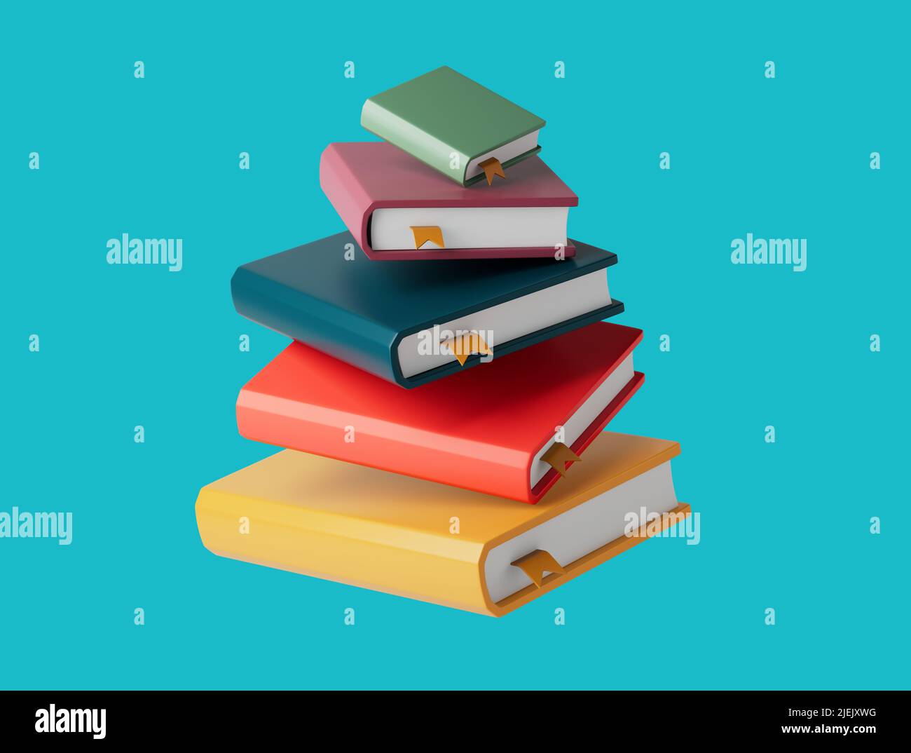 Simple stack of books 3d render illustration. Isolated object on background Stock Photo - Alamy